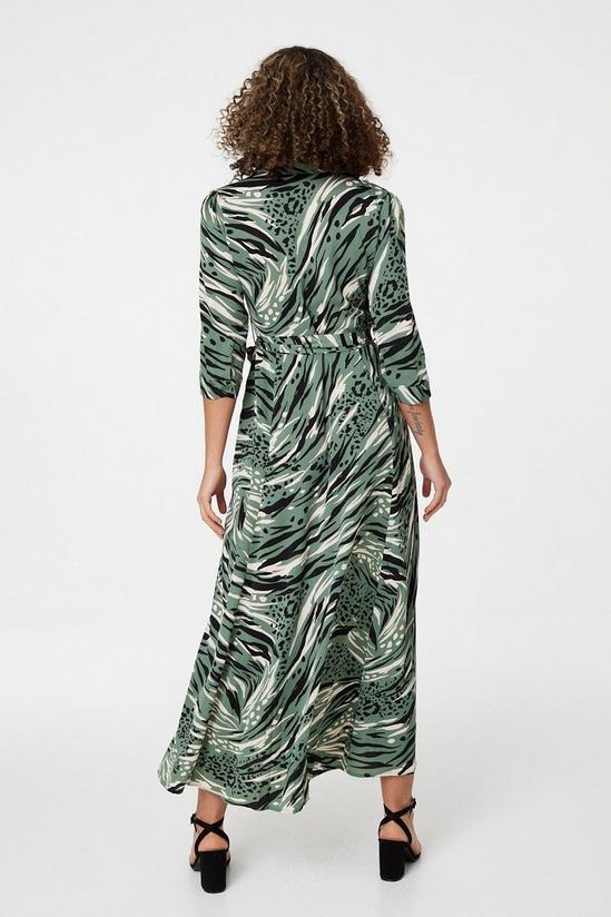Dresses Zebra Print 3 4 Sleeve Shirt Dress Izabel London